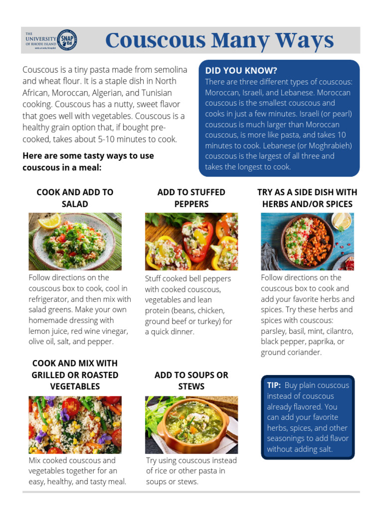Couscous Many Ways ENG | Download Free PDF | Moroccan Cuisine | Food ...