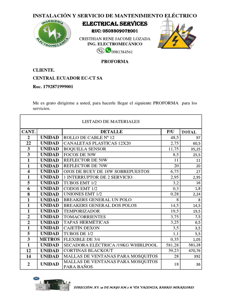 Proforma de Instalacion - Signed | PDF