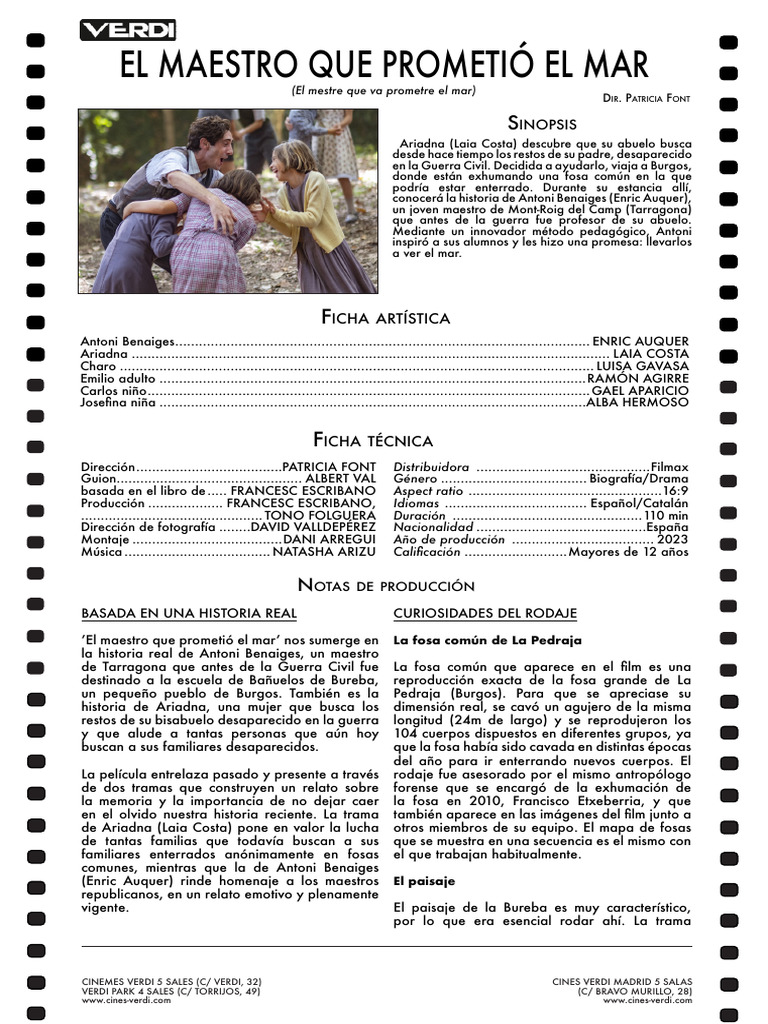 El Maestro Que Prometió El Mar: Icha Artística | PDF