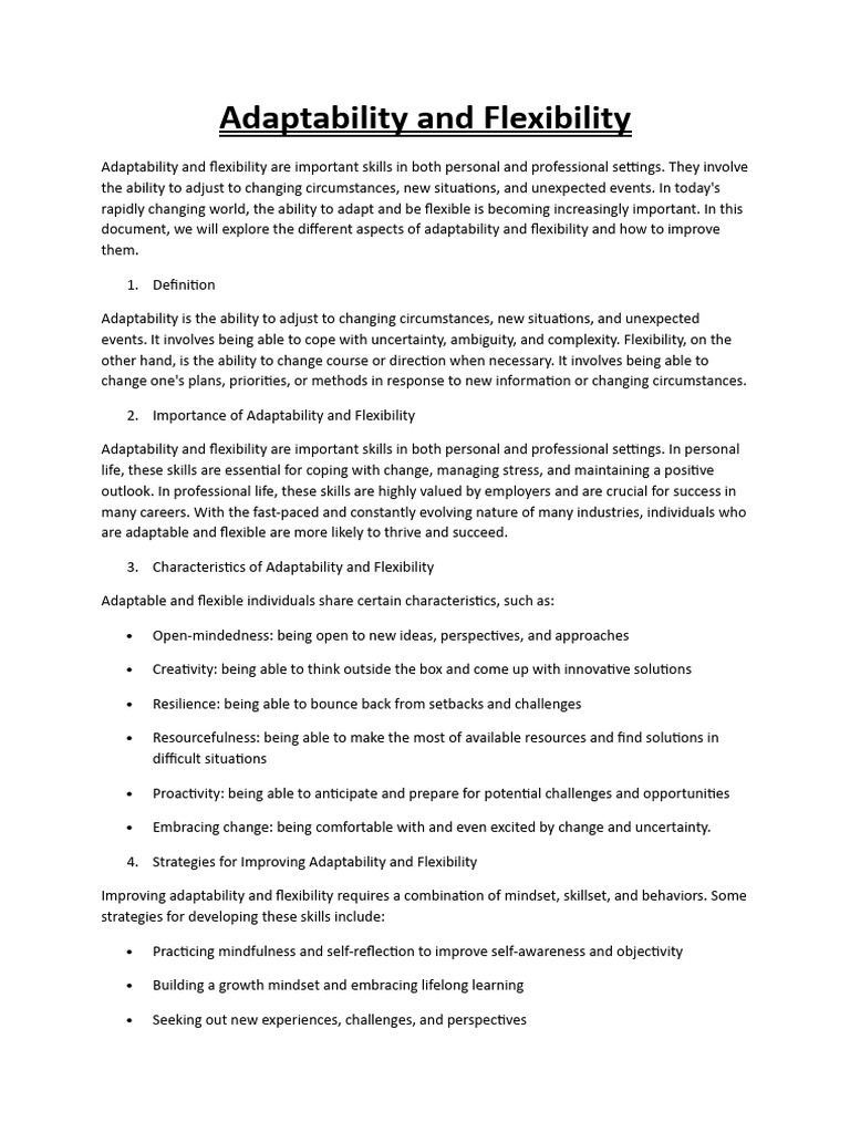 Adaptability and Flexibility | PDF | Mindset | Psychological Resilience