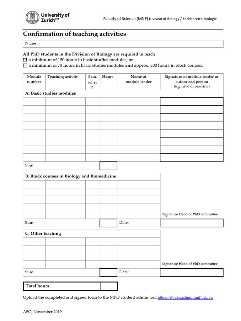 Confirmation of Teaching Activities Nov2019 | PDF