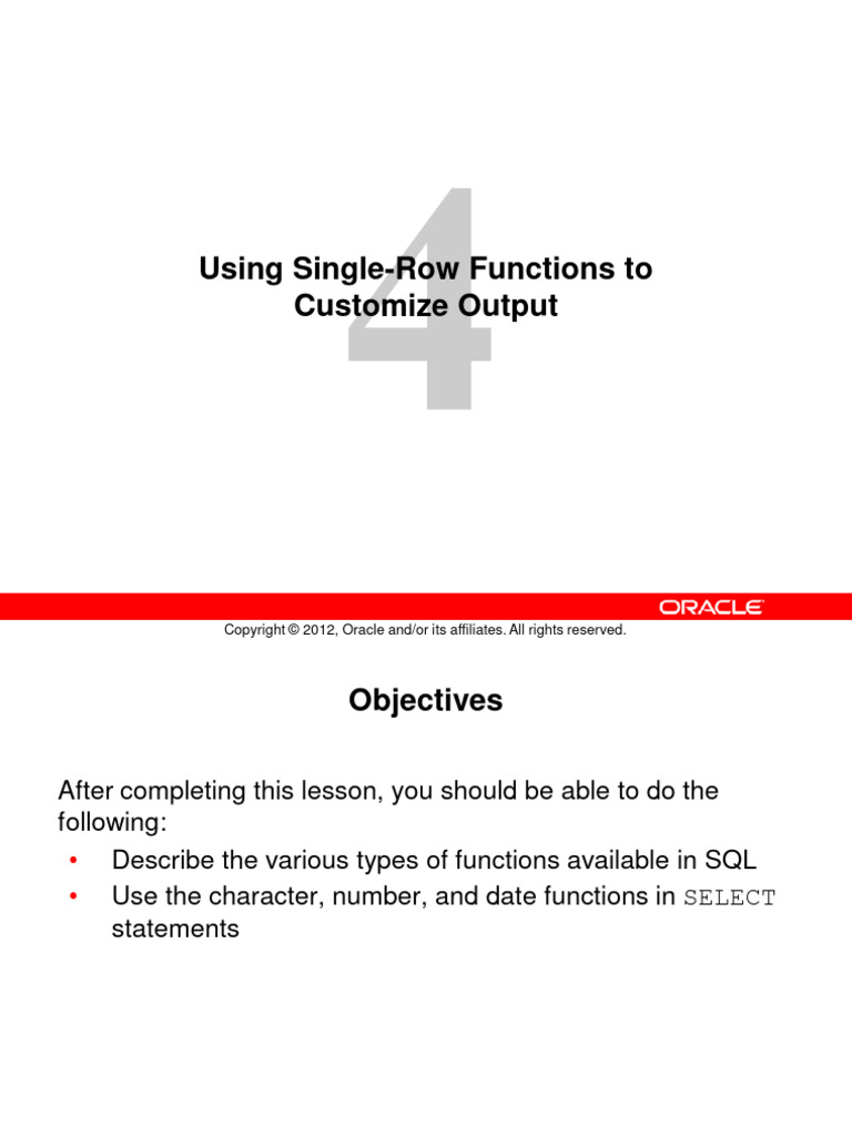 Week 004-006 Presentation Use Single Row Functions To Customize Output ...