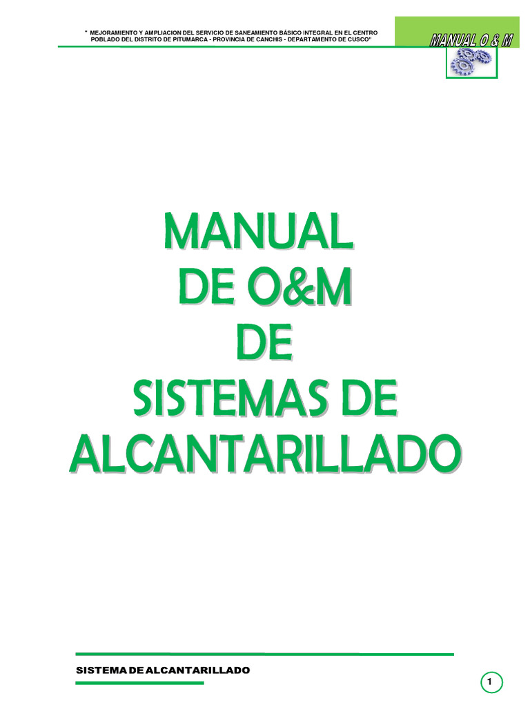 Manual de O&M - Sistema de Alcantarillado | PDF | Alcantarillado | Aguas residuales