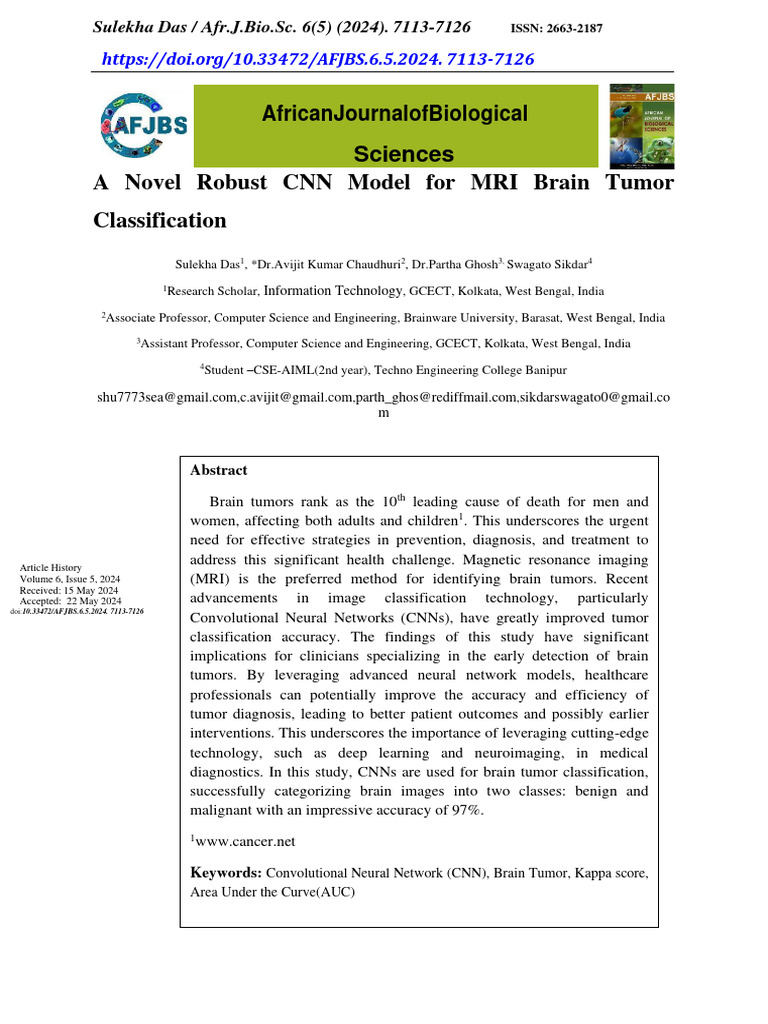 A Novel Robust CNN Model for MRI Brain Tumor | Download Free PDF ...
