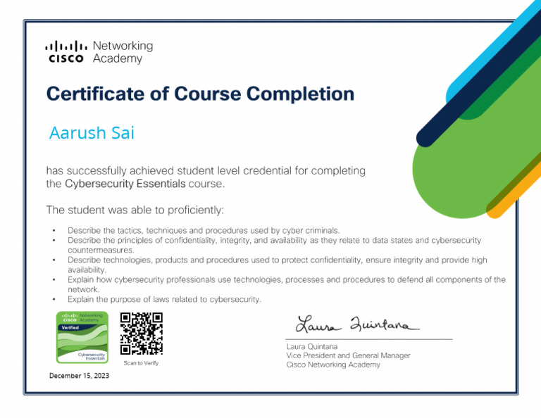 Cybersecurity - Essentials - Badge CISCO | PDF