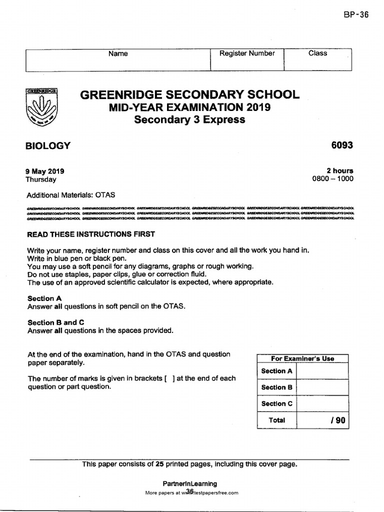 Sec3 Purebiology 2019 SA1 Greenridge | PDF | Career & Growth