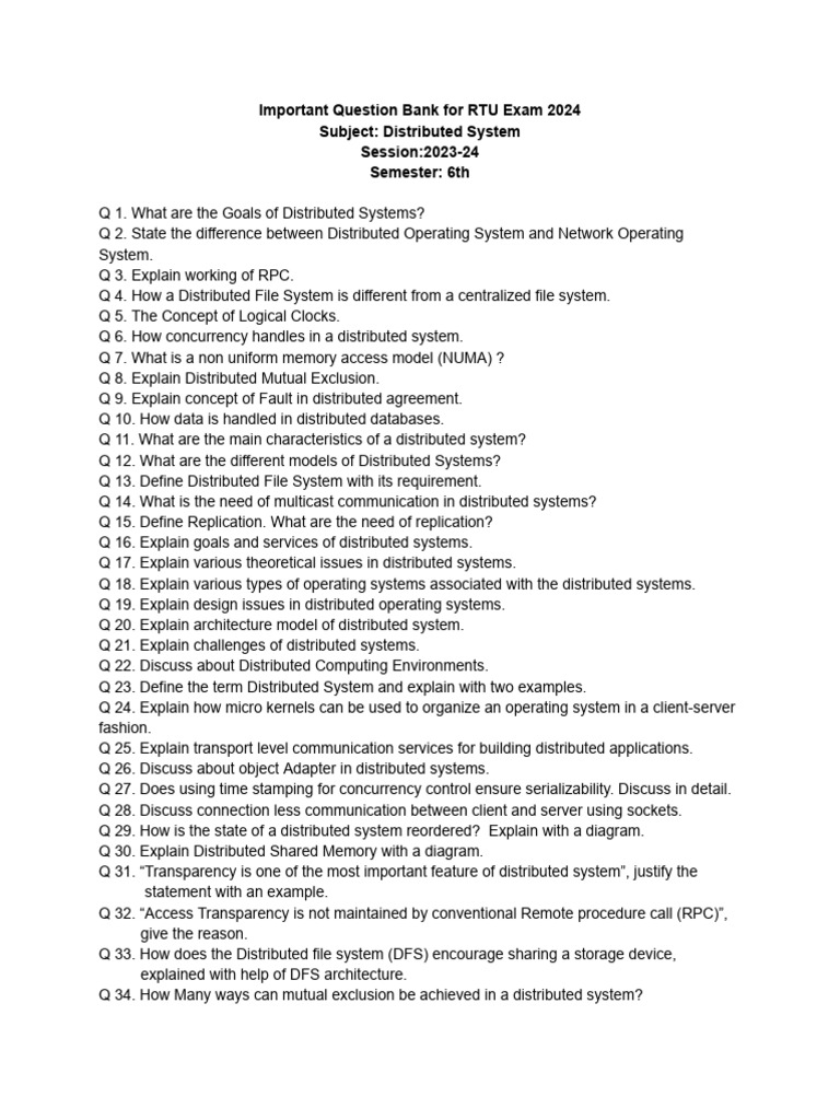 Ds Question Bank Pdf Distributed Computing Replication Computing 2079