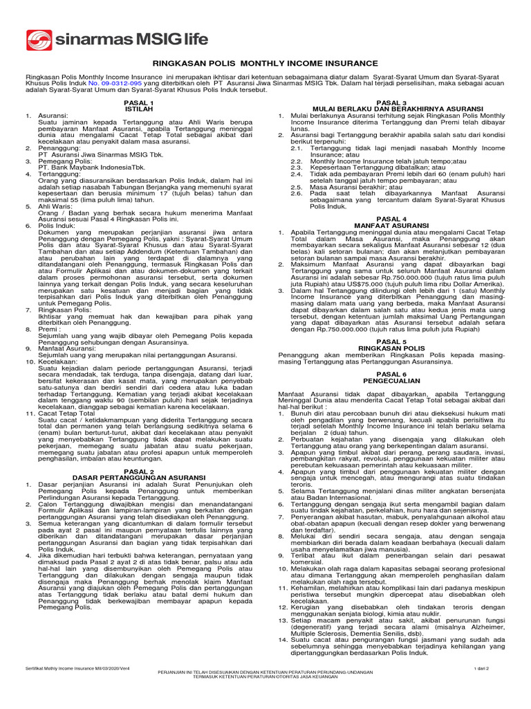 Sertifikat Maybank Tabungan MyPlan | PDF