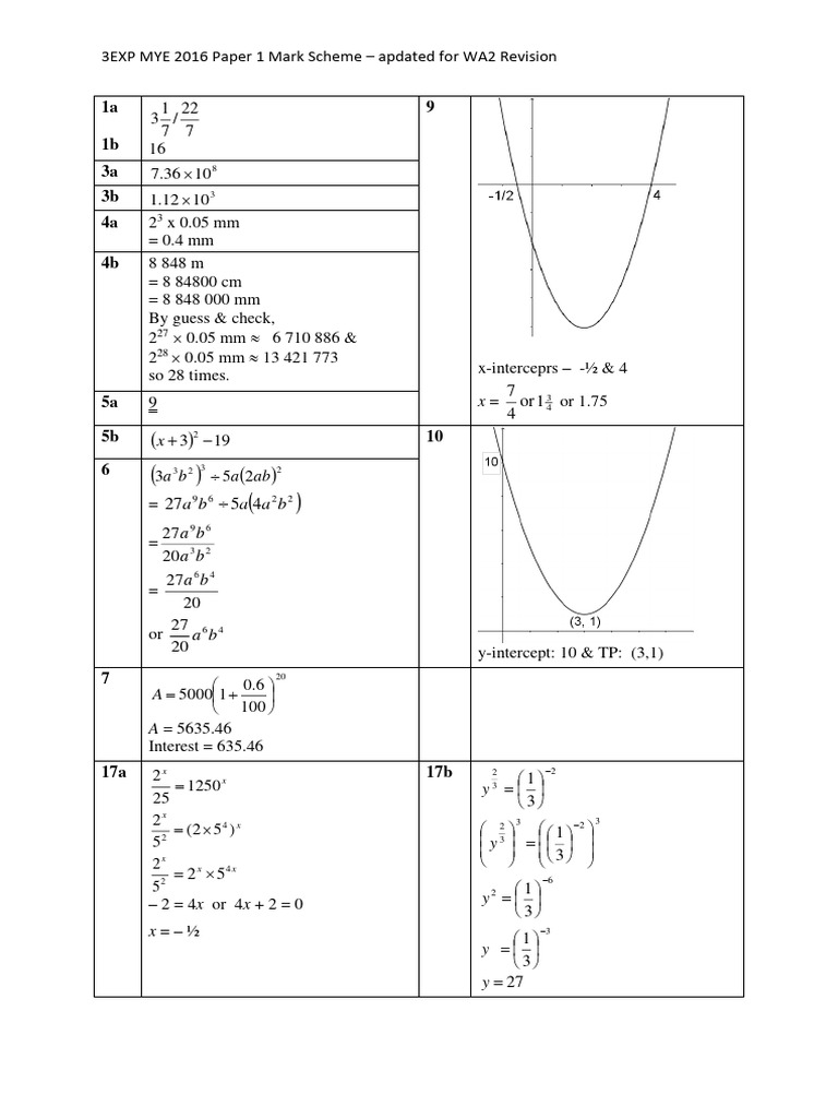 3EXP EM P1 - Adapted For WA2 Revision - MS | PDF