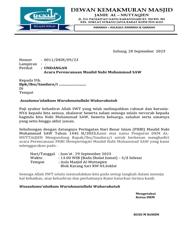 Undangan Phbi Maulid | PDF