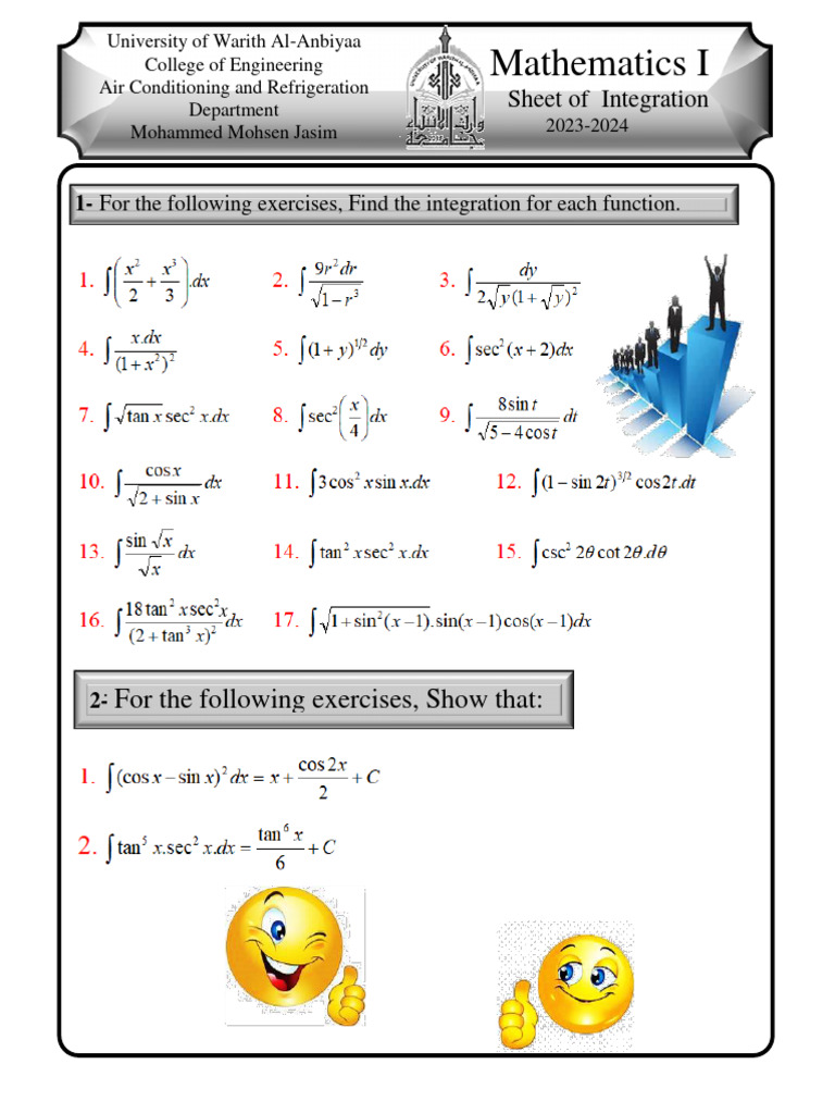 Sheet of Integration | PDF | Science & Mathematics