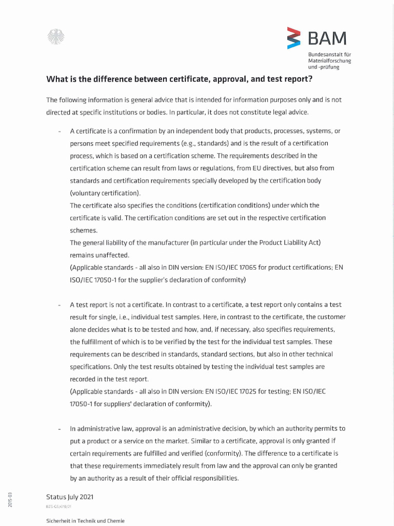 Test reports vs test certificate | Download Free PDF | Certification ...