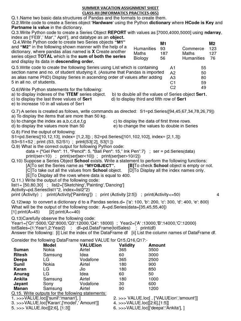 Summer Vacation Assignment Sheet - 2024 | PDF | Boolean Algebra ...