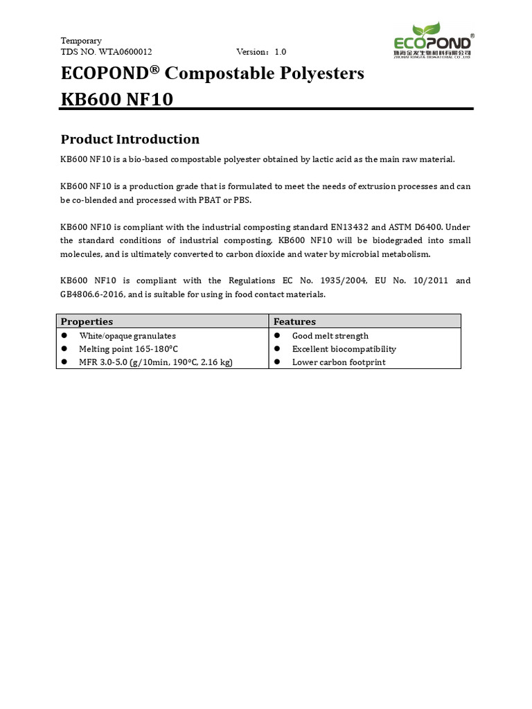 Kb600 Nf10 Tds_en | PDF | Extrusion | Contractual Term