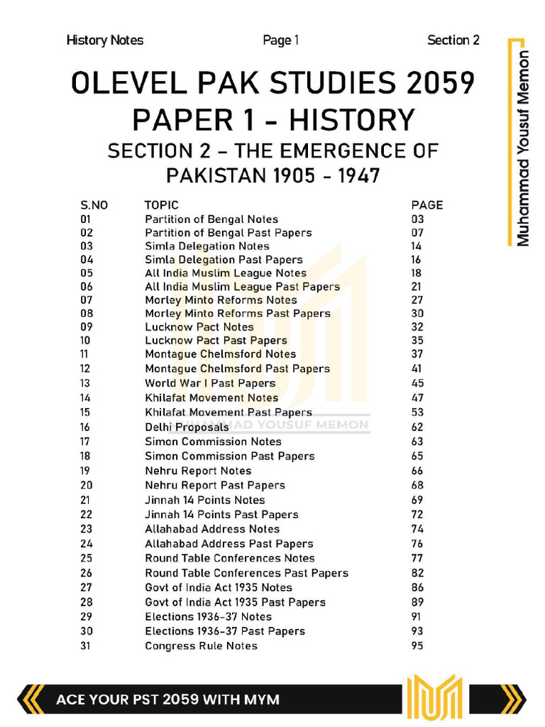 History Section 2 Notes Mym Edition | PDF