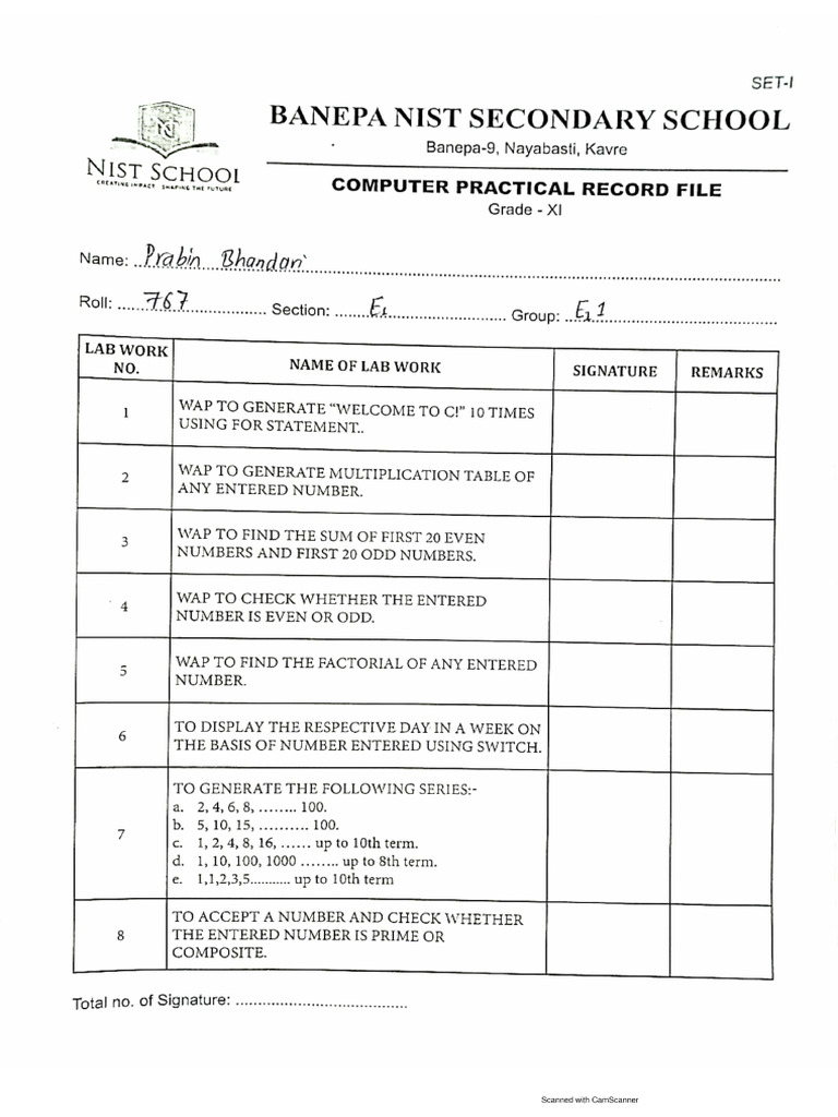 Computer Lab Pratical Docs Pdf 