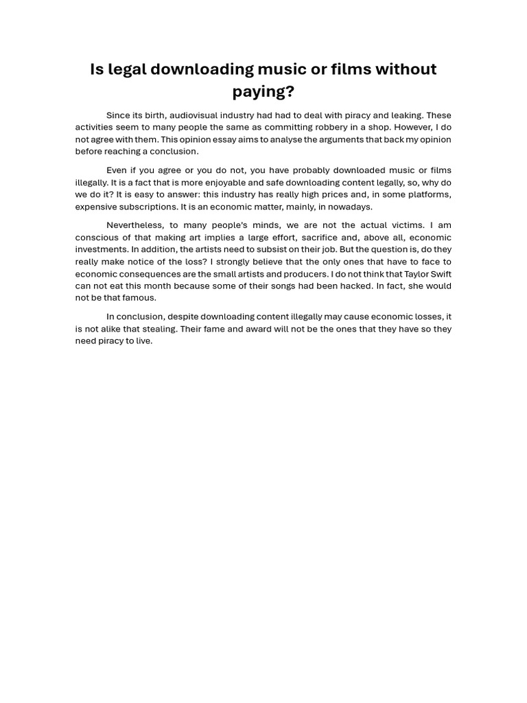 Is Legal Downloading Music or Films Without Paying | PDF