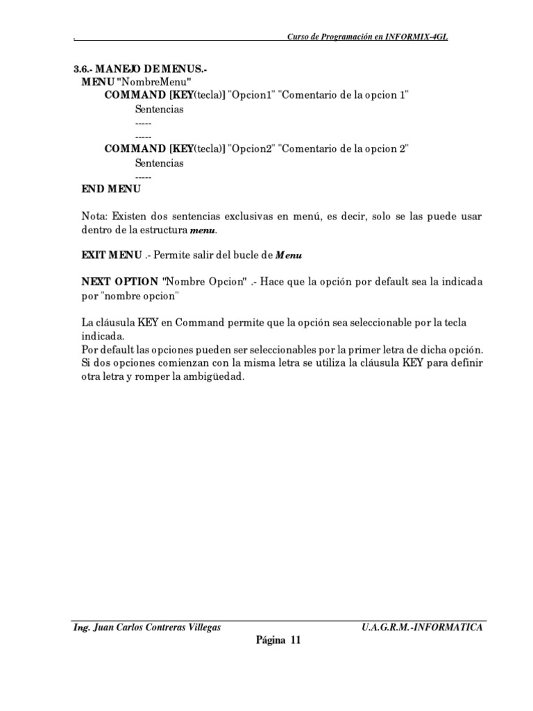 00 Informix 4gl Espanol2-2 | PDF | Archivo de computadora | Informática