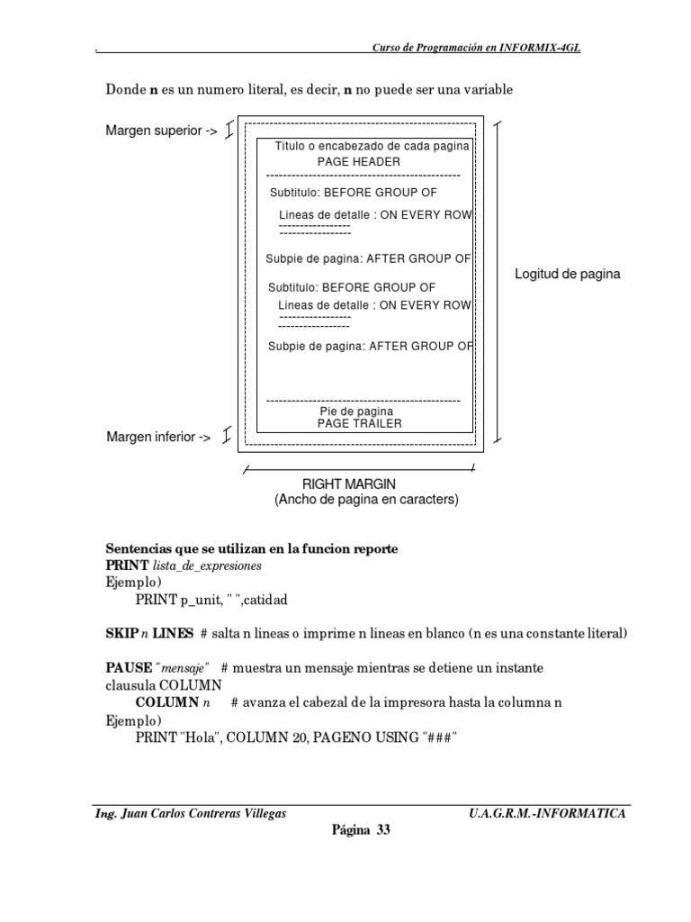 Curso de Informes en INFORMIX-4GL | PDF | Software | Ciencias de la ...