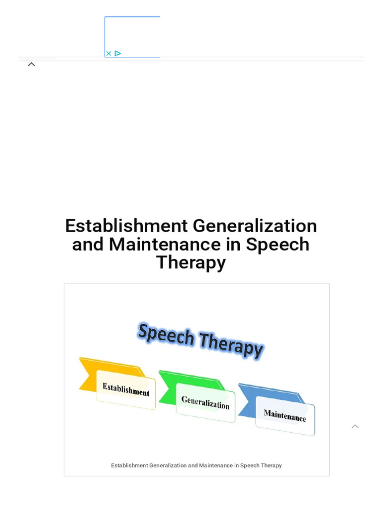 Speech Therapy: Generalization & Maintenance | PDF | Psychotherapy ...