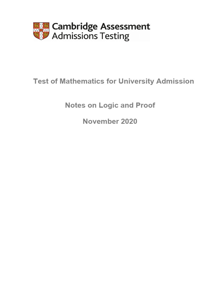 TMUA Notes On Logic and Proof 2020 | PDF | If And Only If | Logic