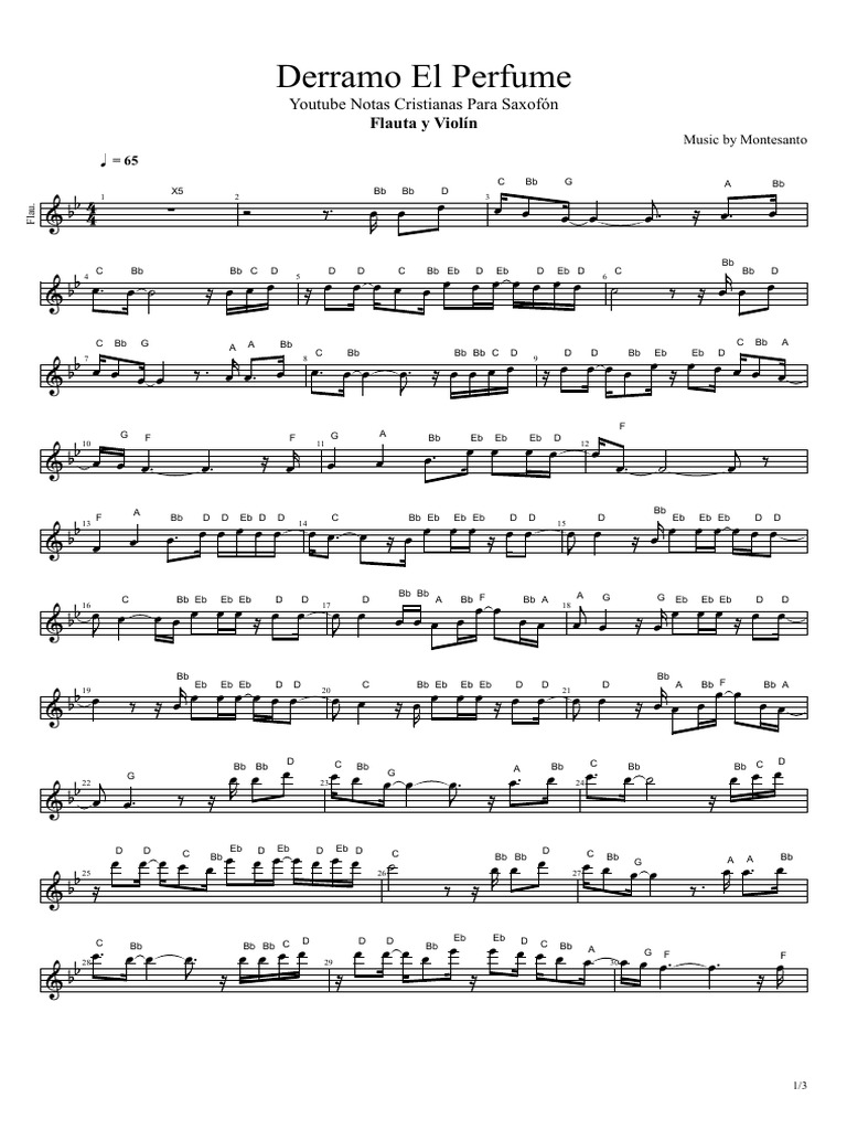 Derramo El Perfume Saxofón Partitura | PDF