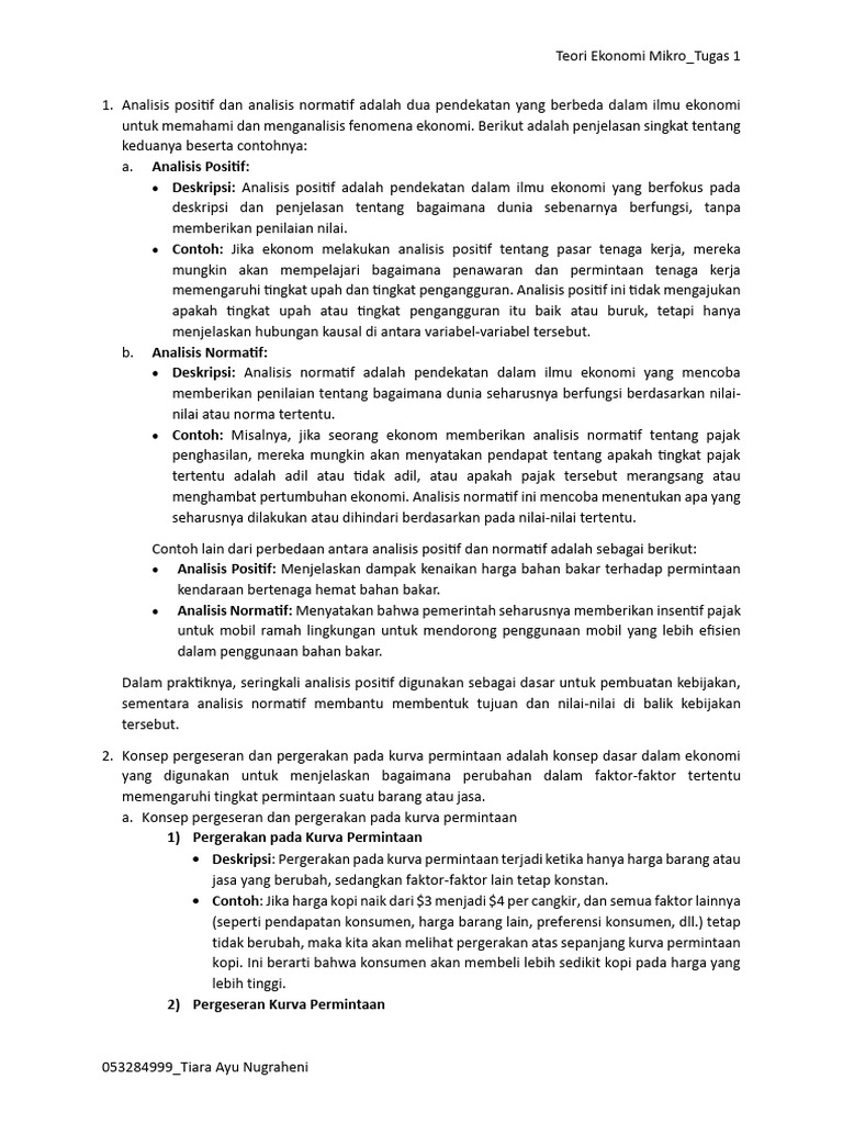 Tugas 1 - Teori Eko Mikro - 1 | PDF