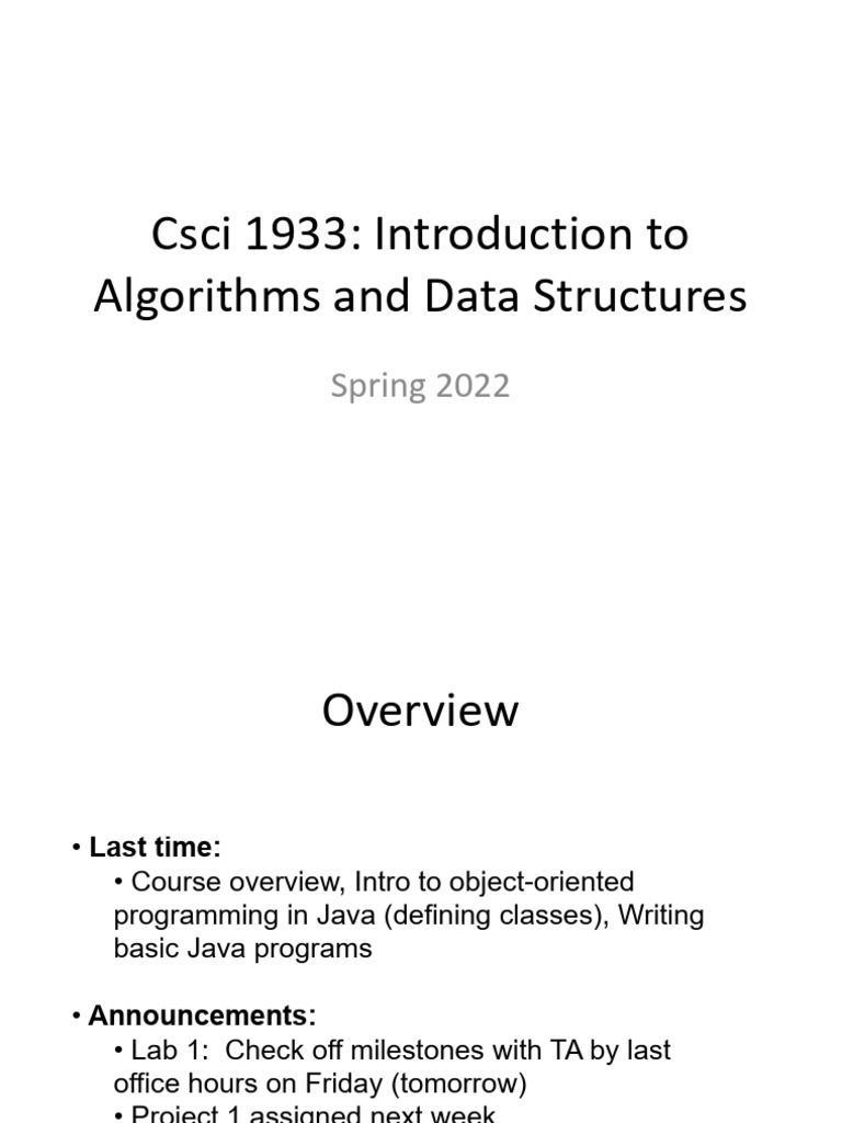 Csci1933 Lec2 Pdf Method Computer Programming Class Computer Programming