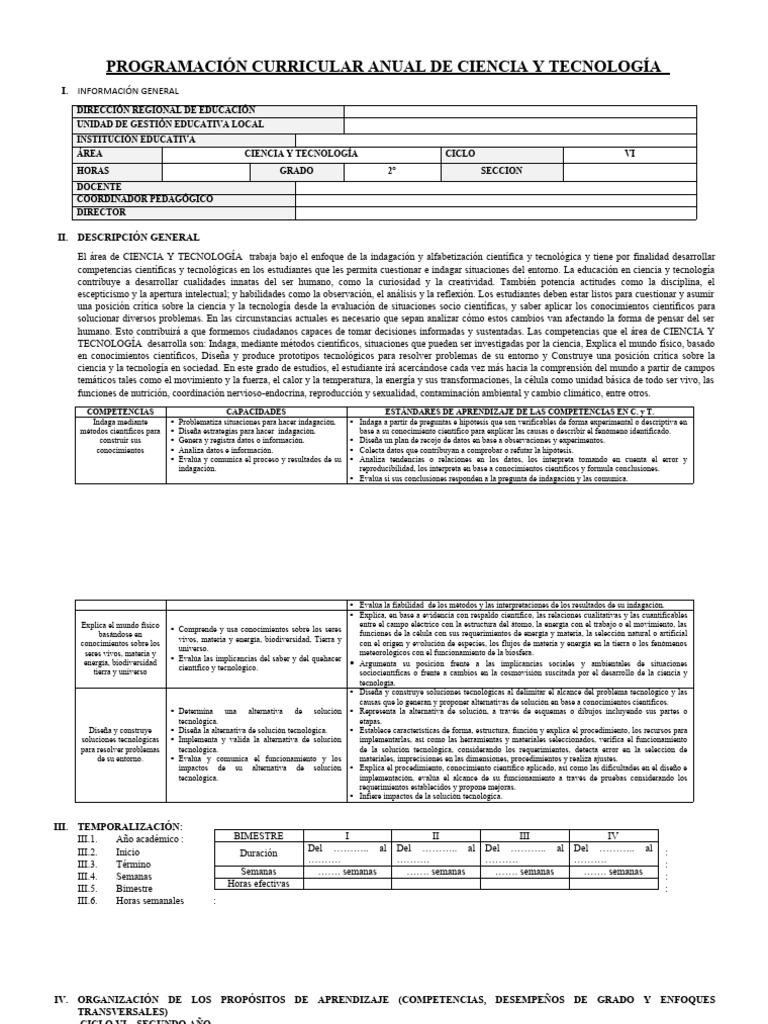 2do Programacion Anual CTA | Descargar gratis PDF | Enseñando | Aprendizaje