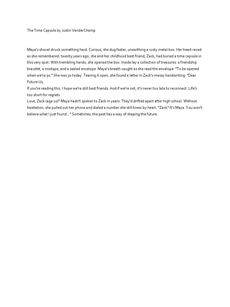 Rediscovering Friendship Through Time Capsule | PDF