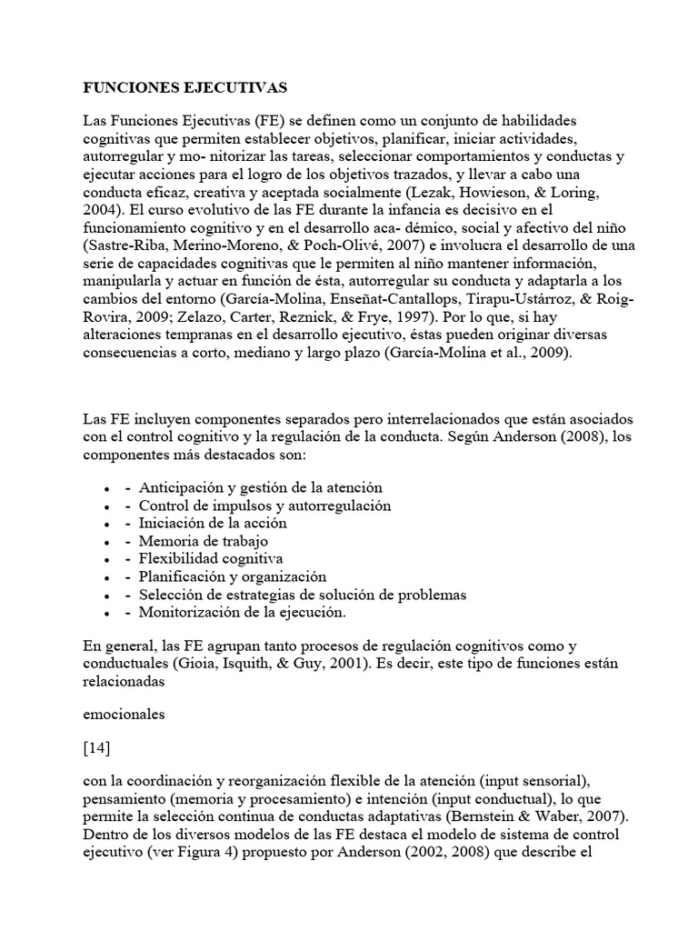 Funciones Ejecutivas Definicion | PDF | Atención | Funciones ejecutivas