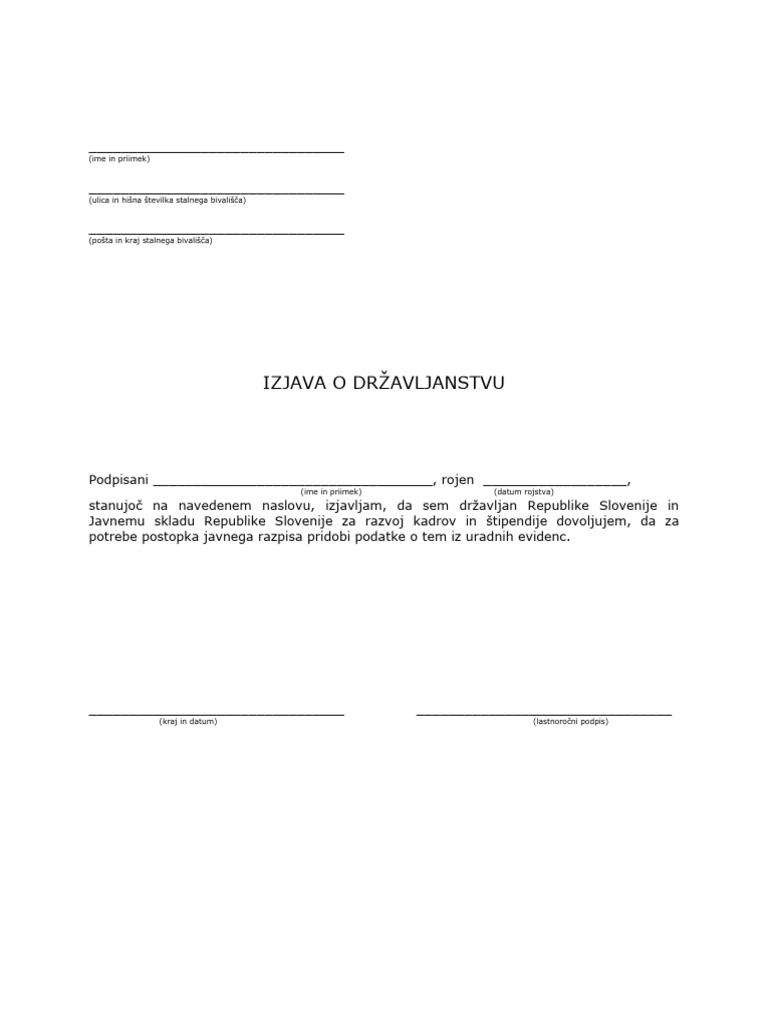 42 Izjava Drzavljanstvo | PDF