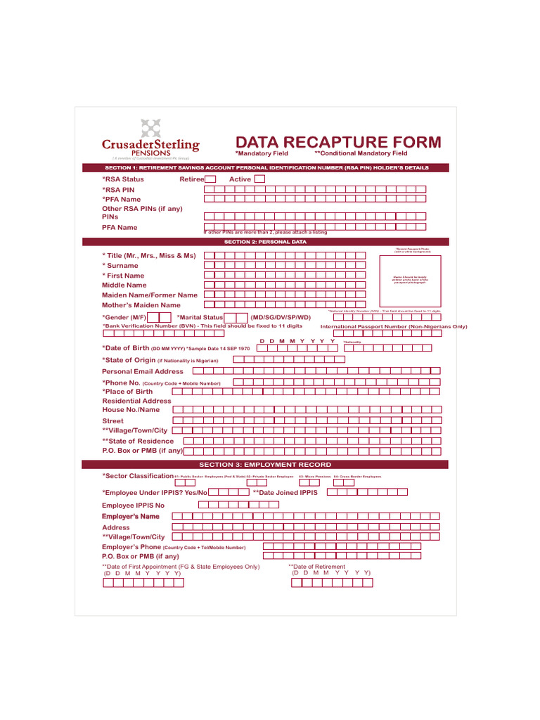 Data Recapture Form | PDF | Pension | Privacy