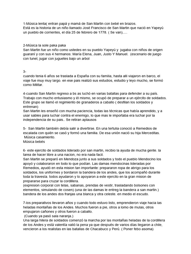 Cuento sobre San Martín para niños | PDF | Conflictos del segundo milenio