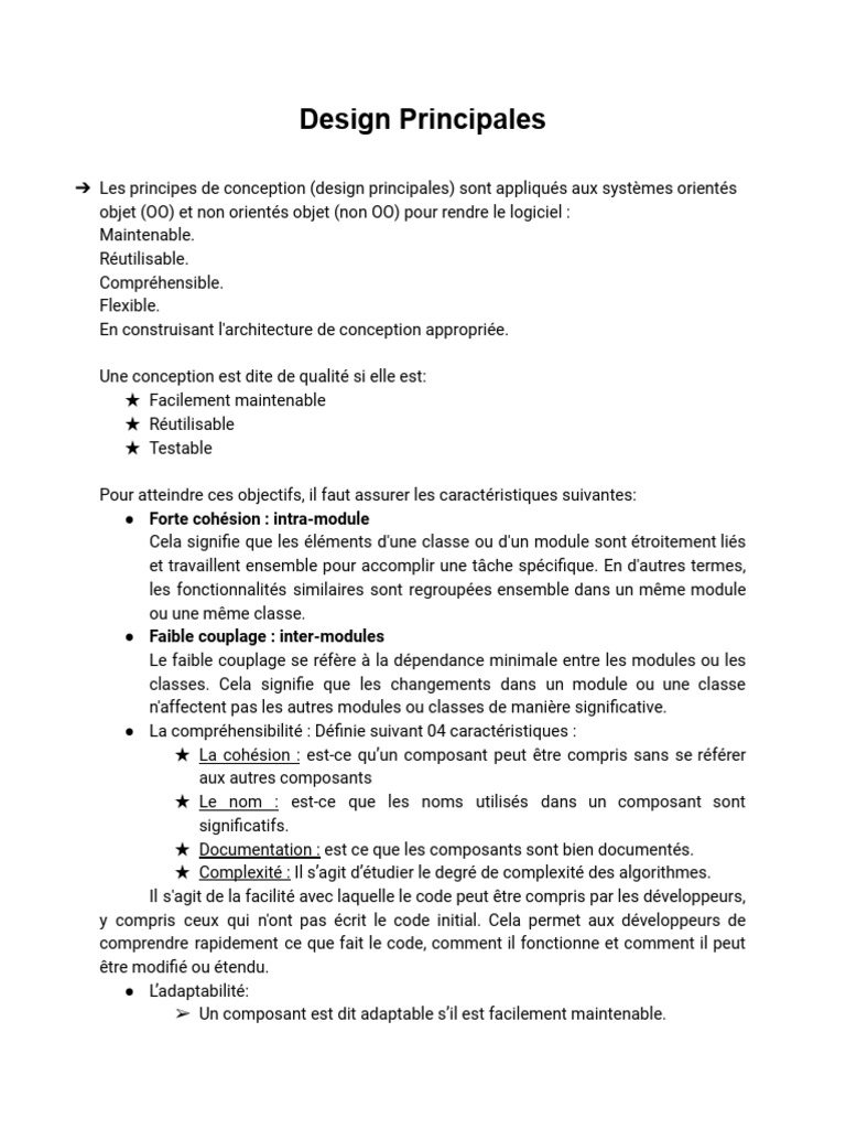 Design Principales: Forte Cohésion: Intra-Module | PDF | Interface (Informatique) | Patron de ...