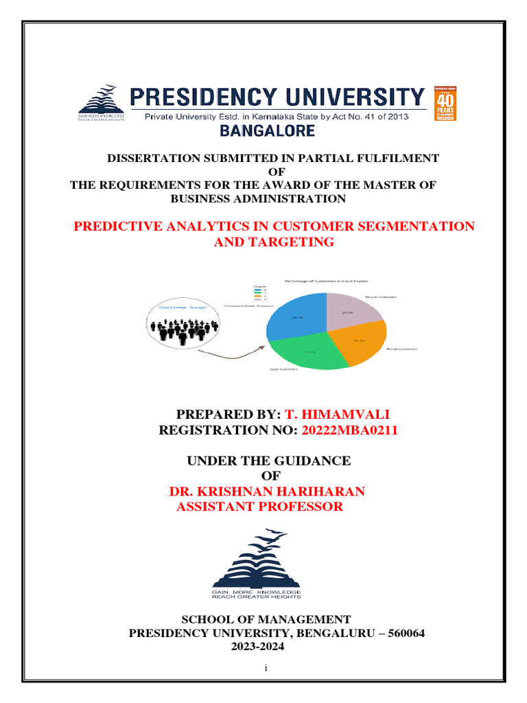 PREDICTIVE ANALYTICS IN CUSTOMER SEGMENTATION AND TARGETING | PDF | Cluster Analysis | Machine ...