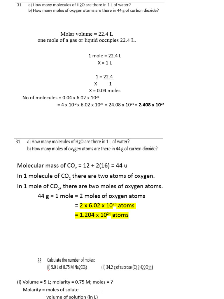 Question Bank Solved | PDF | Mole (Unit) | Molar Concentration