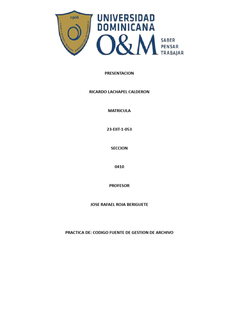 Codigo Fuente Ricardo Lachapel Calderon 23-EIIT-1-053 | PDF ...