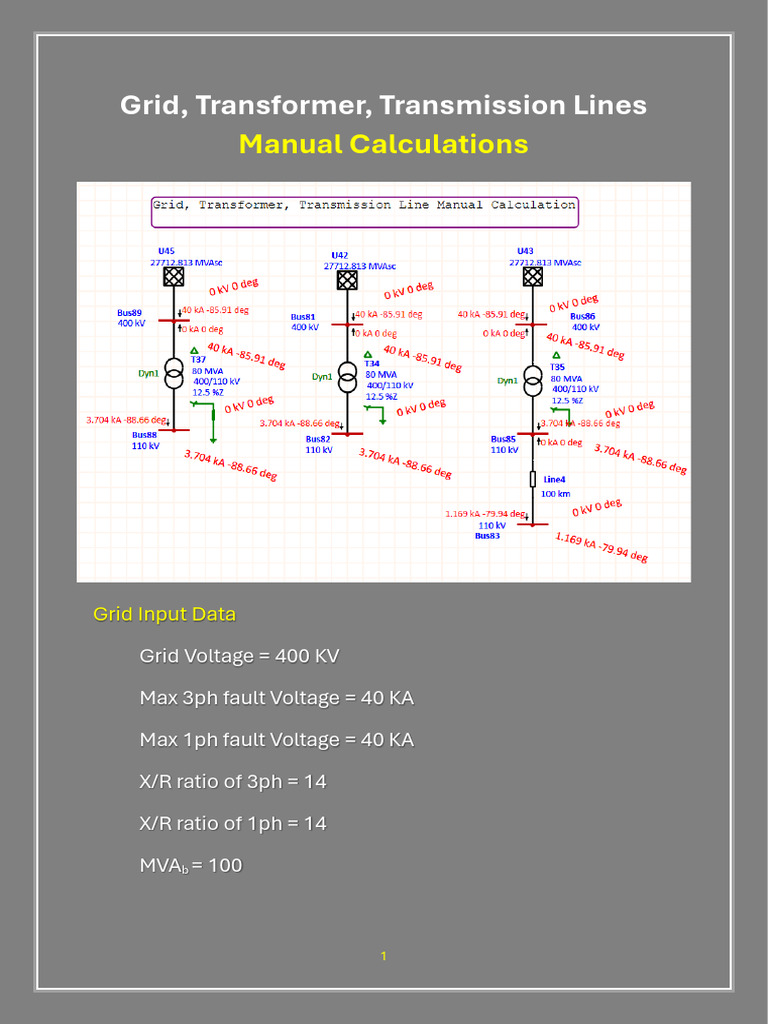Grid & Transformer Fault Calculations | PDF | Transformer | Electric Power Transmission