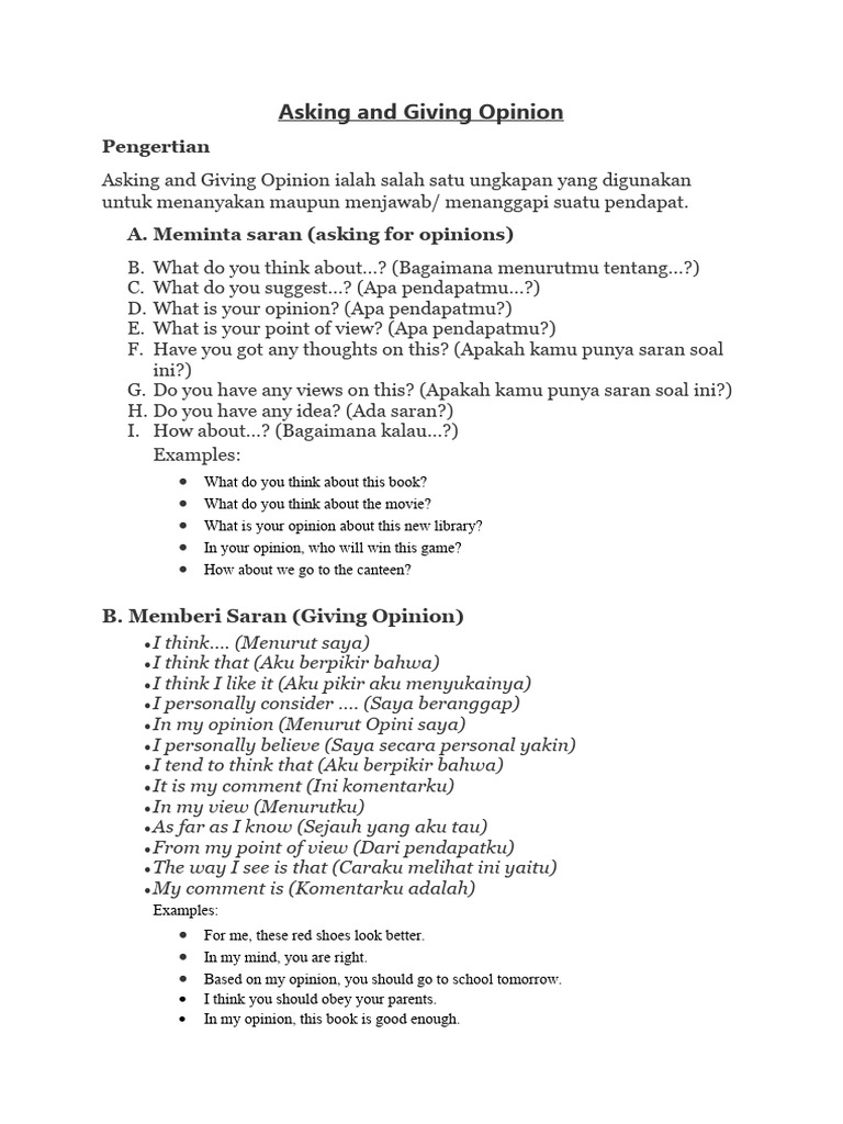 Giving Opinion | PDF | Self-Improvement