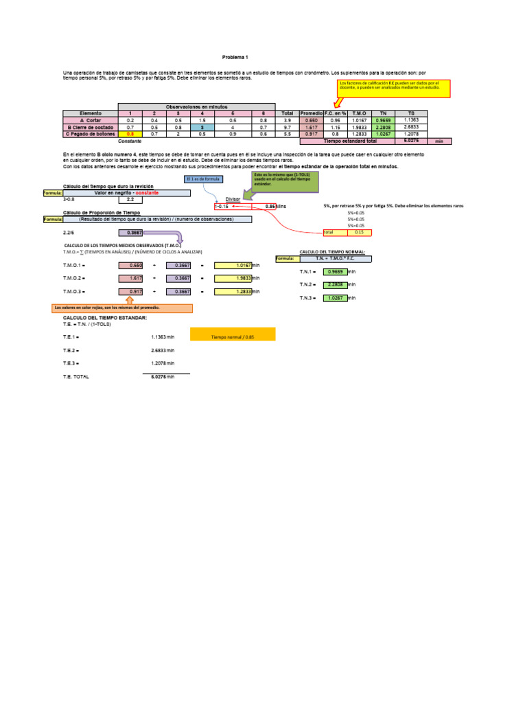 Solución de Estudios de Tiempo y Movimiento Tarea | PDF | Estadísticas | Método científico