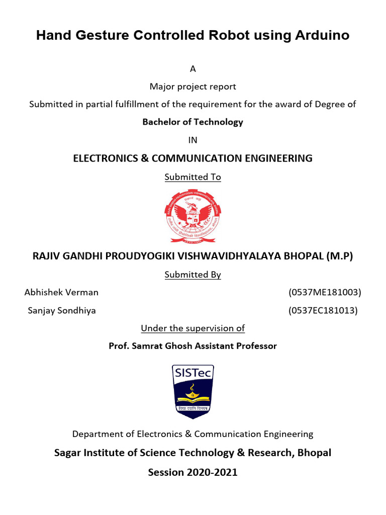Hand Gesture Controlled Robot Using Arduino | PDF | Embedded System | Radio