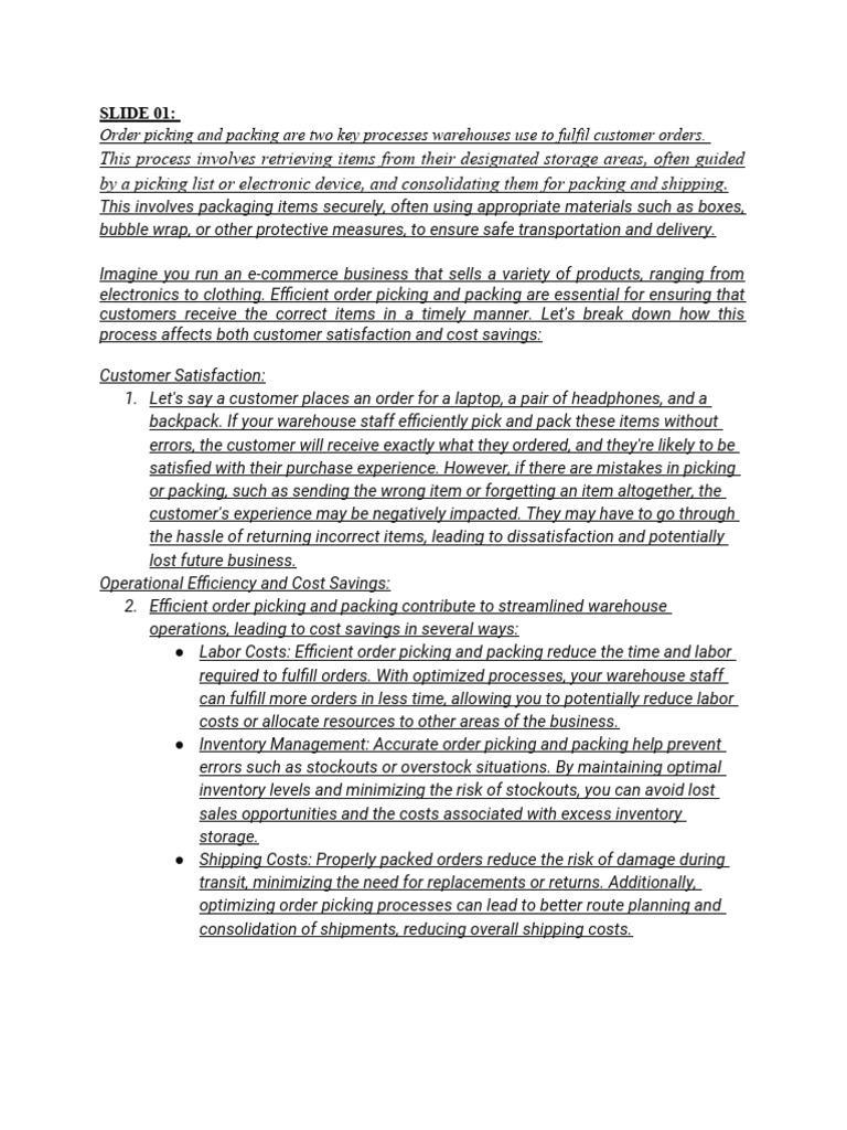 Order Picking and Packing | PDF | Warehouse | Inventory