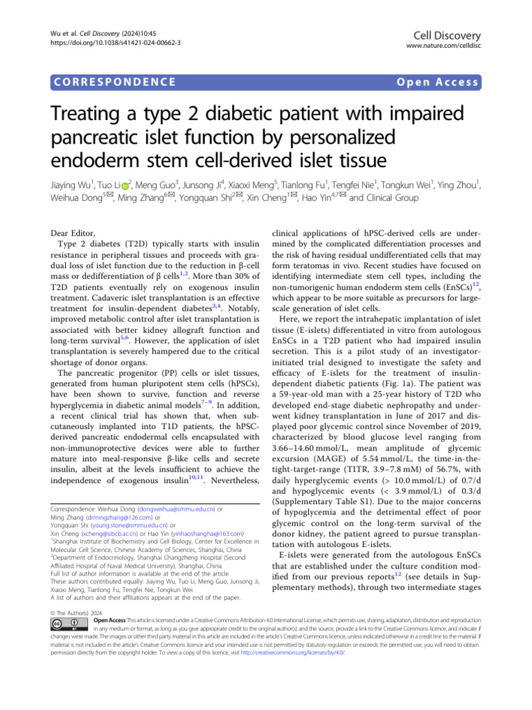 Treating A Type 2 Diabetic Patient With Impaired Pancreatic Islet ...