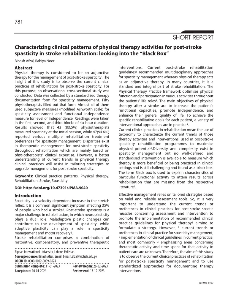 Characterizing Clinical Patterns of Physical Therapy Activities For ...
