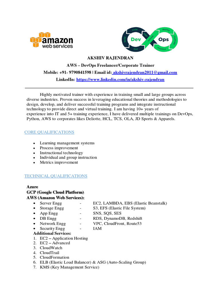Akshiv Rajendran - Corporate Trainer | PDF | Amazon Web Services ...