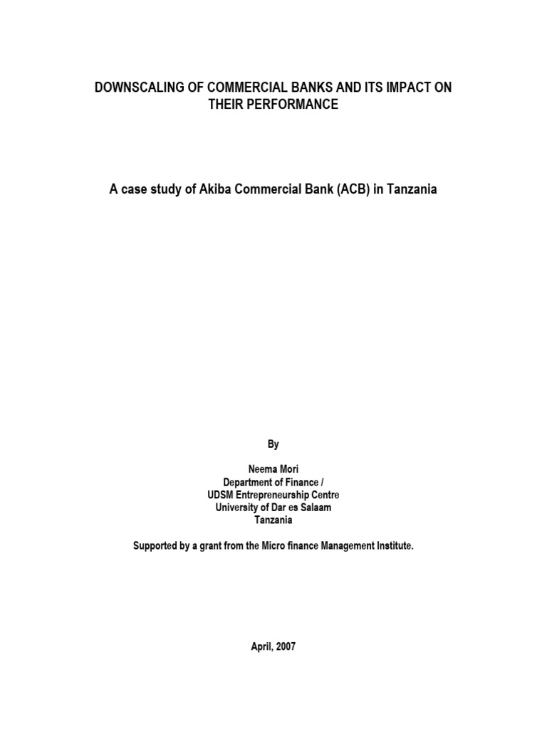 MFG en Case Study Downscaling of Commercial Banks and Its Impact On ...