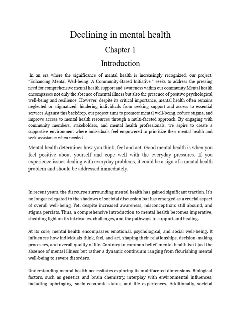 Declining in Mental Health | PDF | Mental Health | Mental Disorder