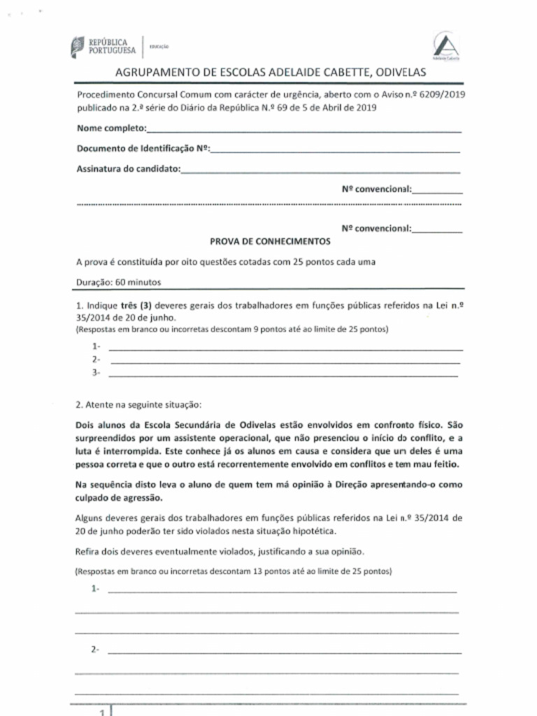 Prova de Conhecimentos | PDF