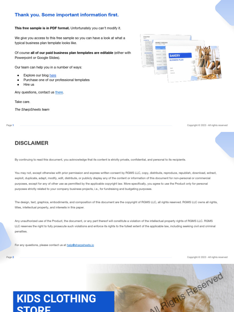 Free Sample Business Plan Kids Clothing Store | PDF | Retail | Fashion